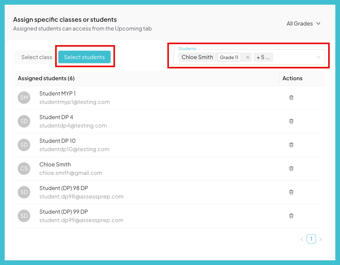 Mapping students and publishing a test – AssessPrep