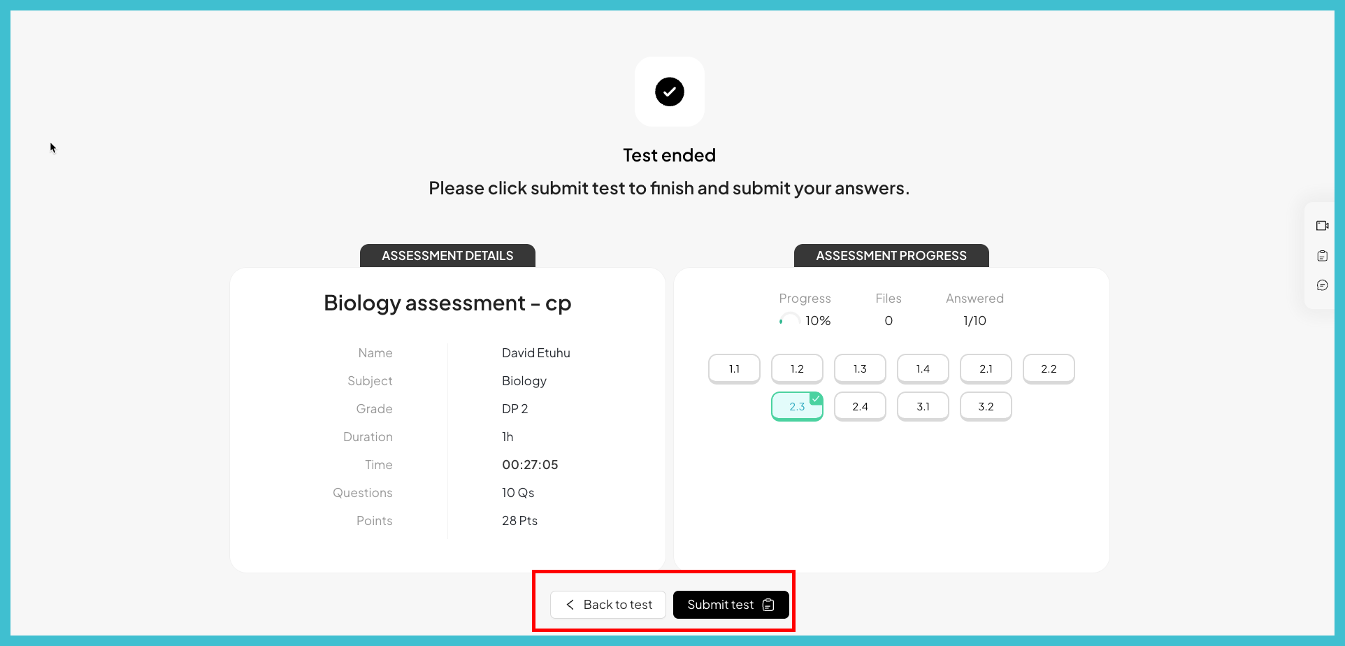 Taking a test in a browser – AssessPrep