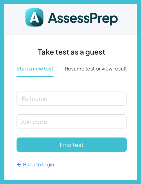Taking a test as a guest user – AssessPrep