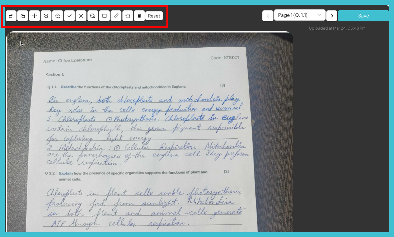 Annotating handwritten answers – AssessPrep