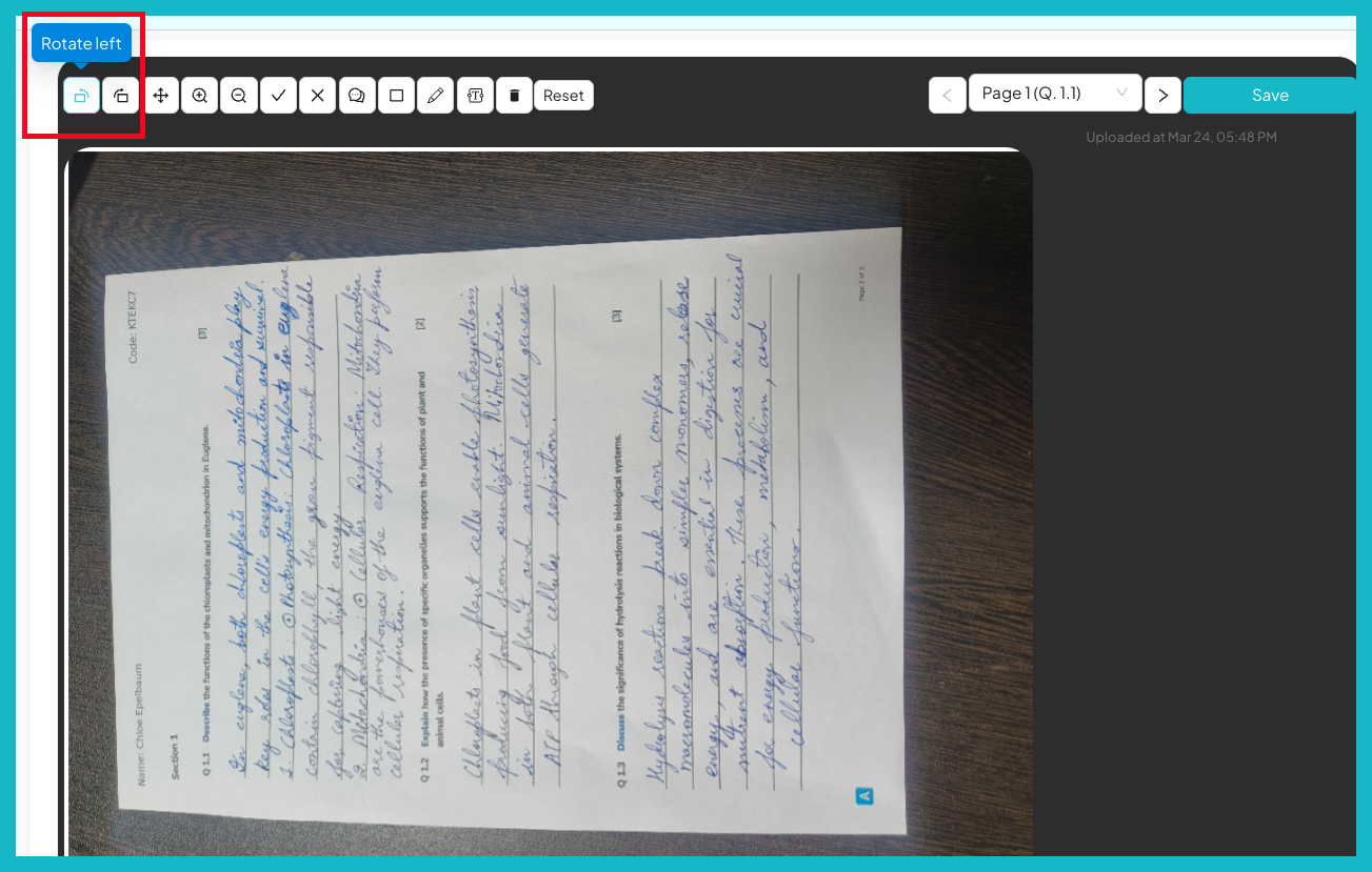 Annotating handwritten answers – AssessPrep