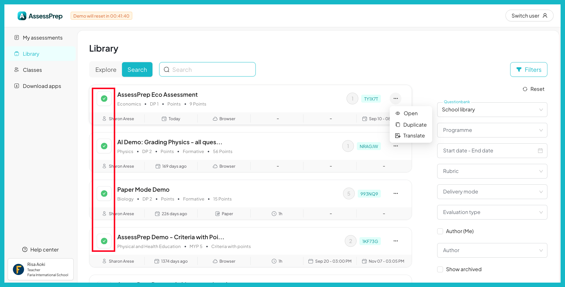 Using the AssessPrep Library & Test Banks – AssessPrep